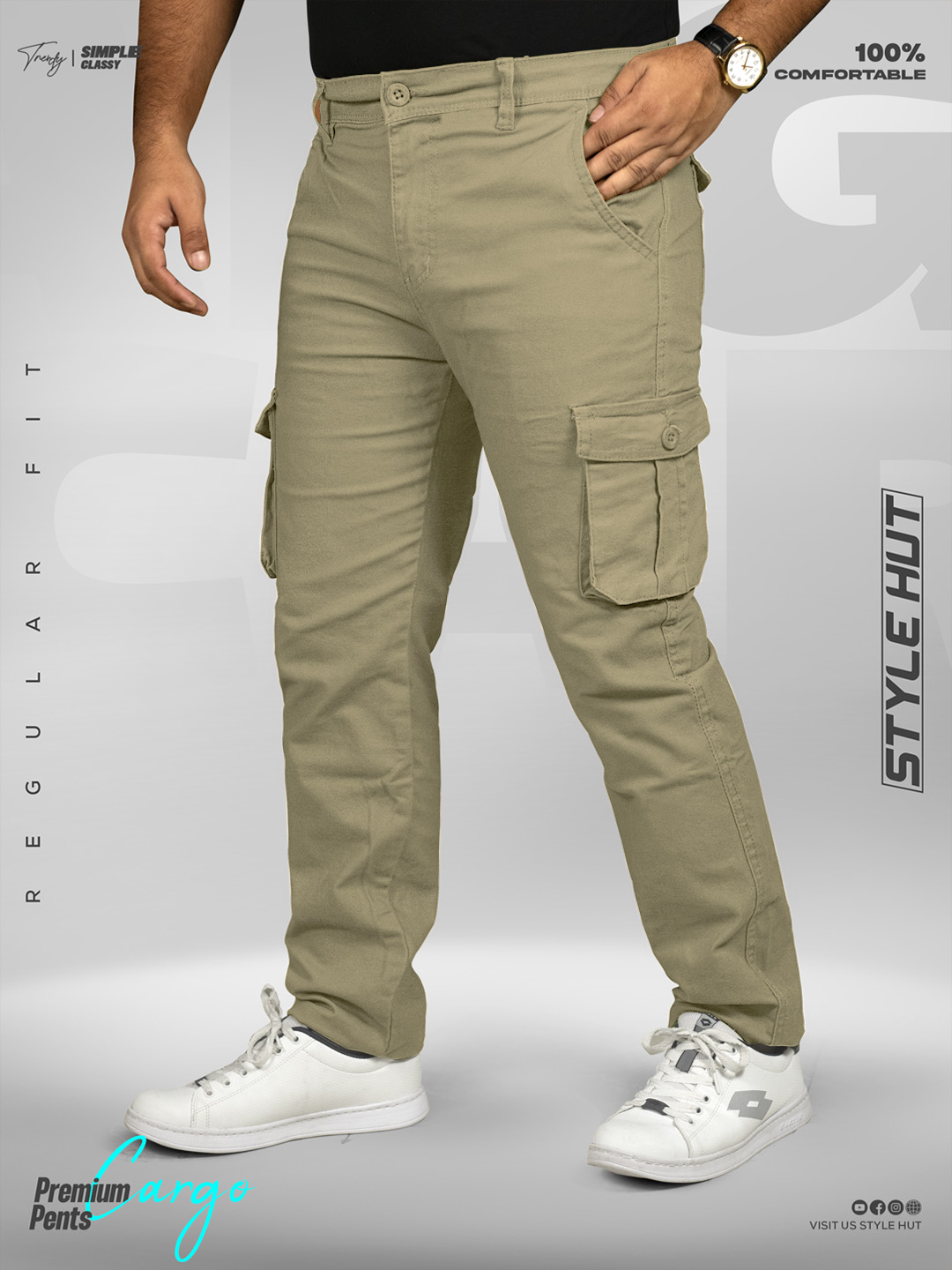 Premium Cargo Pant - Army Khakis